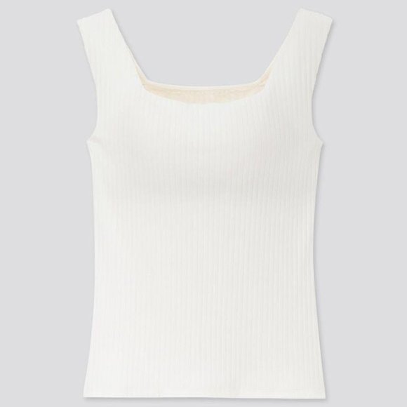 Uniqlo | Tops | Uniqlo Ribbed Square Neck Bra Tank White Size Medium ...
